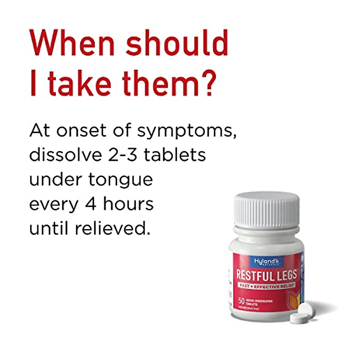 Restful Legs Tablets by Hyland's Naturals, Natural Itching, Crawling, Tingling and Leg Jerk Relief, 50 Count