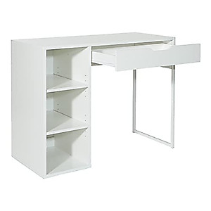 OSP Home Furnishings Ravel 40-Inch Wide Writing Desk, White