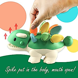 Qumiimet The Fine Motor Toy Spike Dinosaur, Ages 18+ Months Toddler Montessori Sensory Toys,Educational Learning Toys for Toddlers, Fine Motor Skills Gifts for 1 2 3 4 Year Old Toddlers