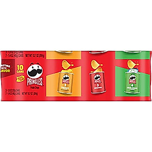 Pringles Potato Crisps Chips, Lunch Snacks, Office and Kids Snacks, Grab N' Go Snack Pack, Variety Pack, 13.7oz Tray (10 Cans)