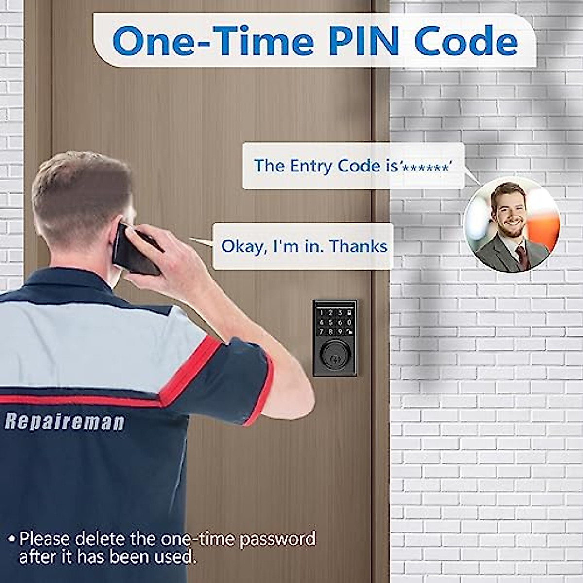 Keyless Entry Door Lock with Keypad, Electronic Smart Lock, Keyless Door Lock with 2 Keys, Electronic Keypad Deadbolt, Door Locks with Keypads, 103 Codes, Auto Lock, Easy Installation, Black