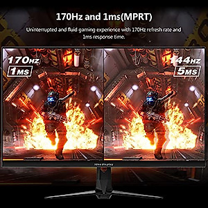 idea display 170Hz Gaming Monitor 27-inch 1440P (Supports 144Hz) Computer TN 2K QHD 2560X1440 1ms 1.07B Display Colors 90% DCI-P3 HDMI Displayport Frameless Freesync HDR Speaker LED G27Q