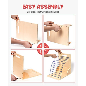 Gamenote Clipboard Holder - Wood and Metal Clipboard Stand Clipboards Storage Rack Small White Board Organizer for Classroom Office (Assembly Required)
