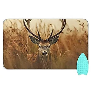 GOODOLD Antler Deer Ironing Mat Portable Travel Ironing Pad for Washer,Dryer,Table Top, Iron Board Alternative Cover, Large Heat Resistant Ironing Blanket
