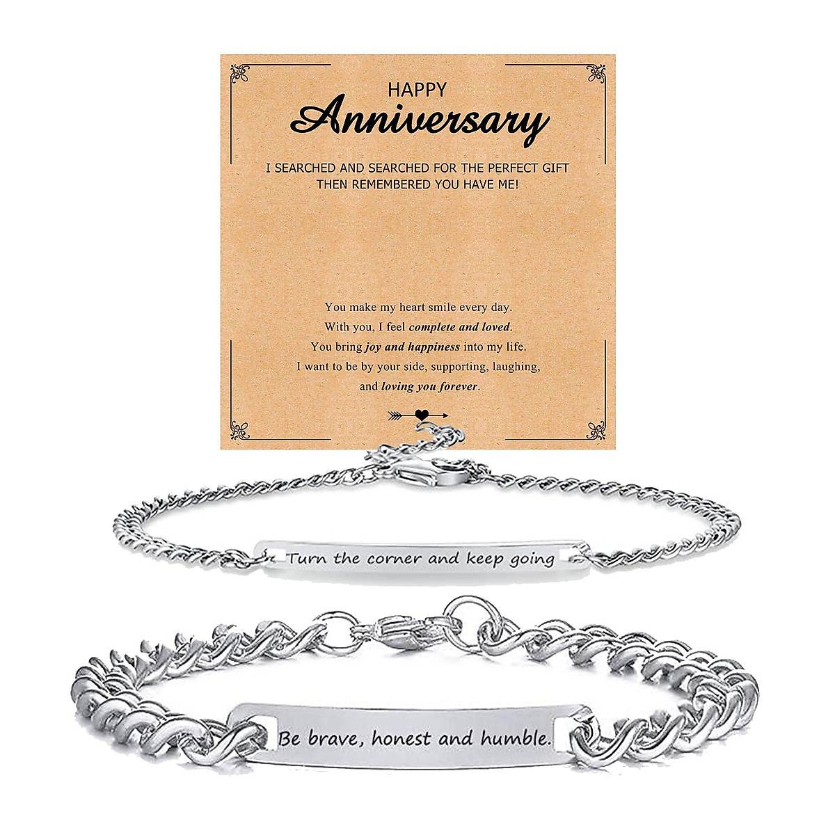 XUANPAI Couples Bracelets for Him and Her,Personalized Stainless Steel Curb Chain Bracelets,Custom Matching Bracelets for Couples Birthday Valentine's Day Christmas Gift for Women Men (Style02)