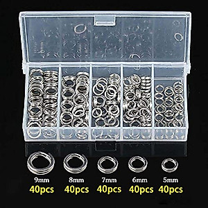 HTHYLURE Fishing Stainless Steel Split Rings 200PCs/Box High Strength Heavy Duty Hyper Wire Heavy Duty Saltwater Freshwater Line Lure Connectors Double Snap Super Strong Solid Circle Tackle Leader