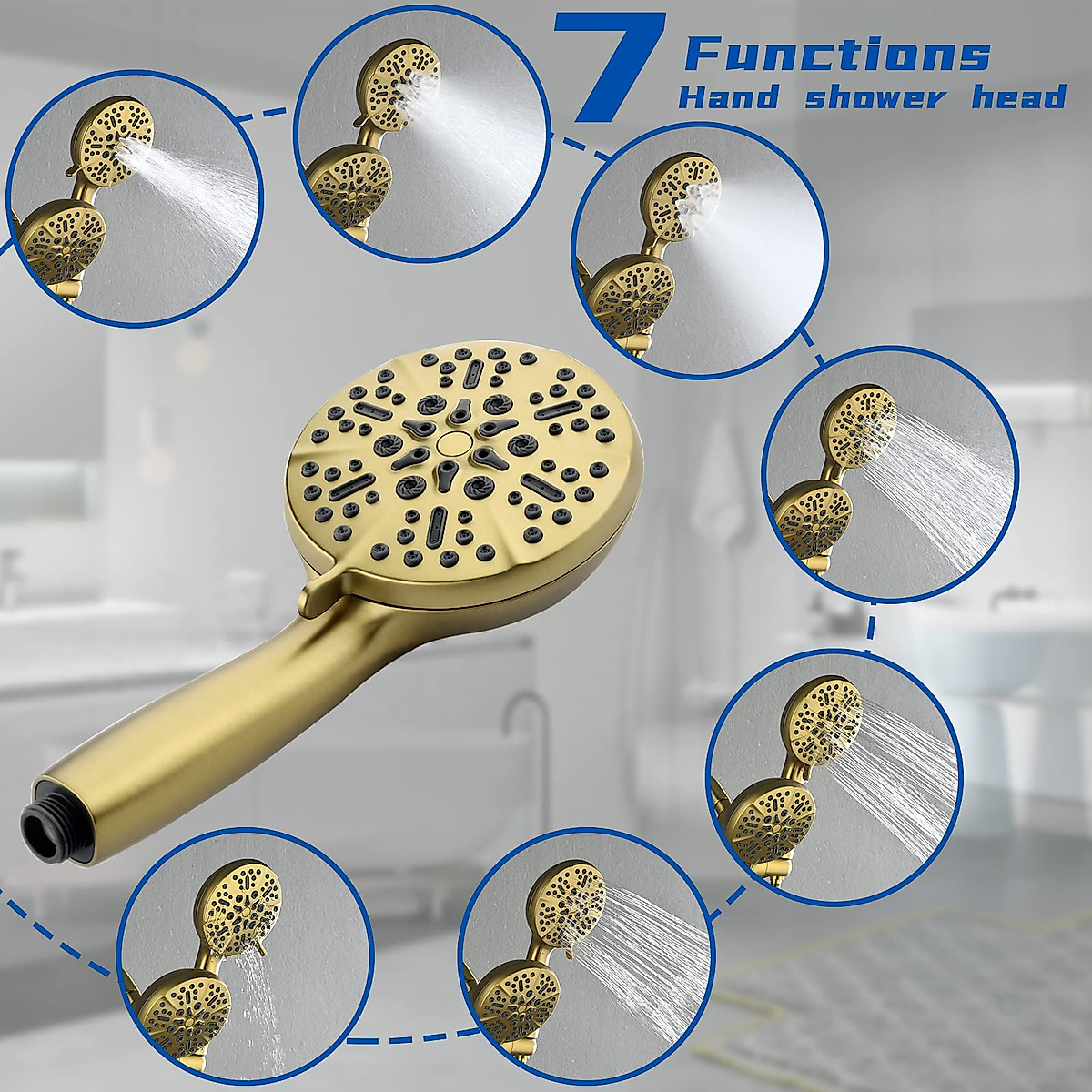 Dual Shower Faucet Set with Tub Spout Tub and Shower Faucet Set Complete Dual Shower Head and Handheld Combo Shower System with Tub Spout Tub and Shower Trim Kit Brushed Gold