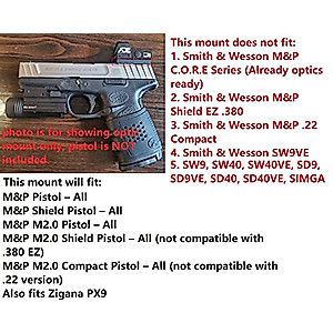 Ade Advanced Optics Mini RD3-006x Green Dot Reflex Sight + Optic Mounting Plate for SW Smith Wesson MP/MP 2.0 Shield SD9VE,SD40VE Pistol and Also a Standard Picatinny Mount