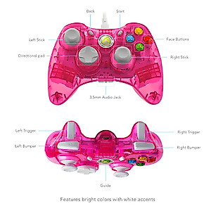 PDP Rock Candy Wired Controller for Xbox 360, Pink Palooza