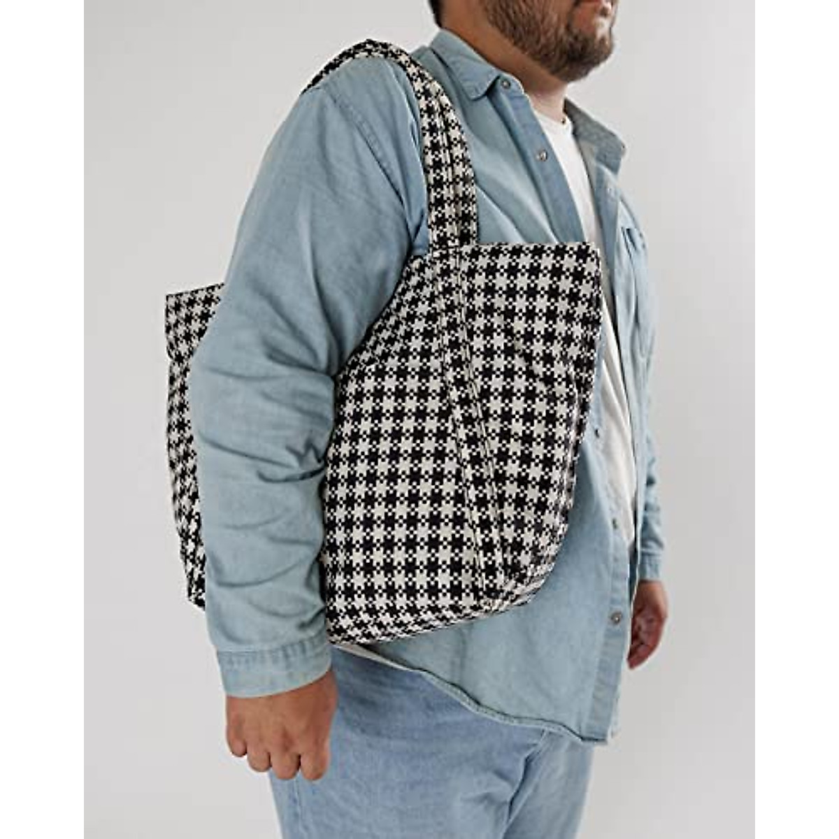 Cloud Bag - Black & White Pixel Gingham