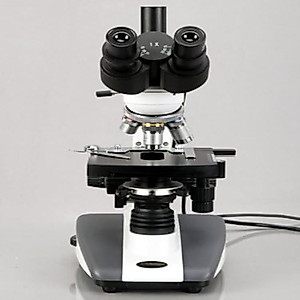 AmScope T360B-10M Digital Trinocular Compound Microscope, 40X-2000X Magnification, WF10x and WF20x Eyepieces, Brightfield, LED Illumination, Abbe Condenser, Double-Layer Mechanical Stage, Includes 10MP Camera with Reduction Lens and Software