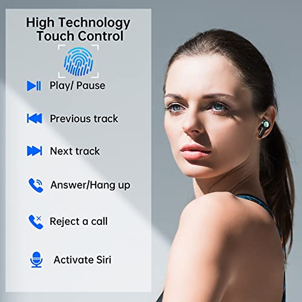 TUSUEYGT Wireless Earbuds, 4 Dynamic Drivers Bluetooth Headphones TWS Earbuds, 40Hrs Playtime with LED Power Display Charging Case Touch Control in-Ear Earphones HiFi Stereo Sound Headset for Sport