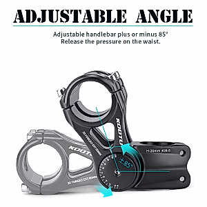 KOOTU Adjustable Bike Stem, 28.6mm / 31.8mm Bike Handlebar Extender ±85 Degree Aluminum Alloy Bicycle Stem Riser for Mountain Bike Road Bike BMX MTB(90mm)