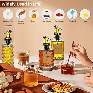 KAMJUNTAR Coffee Syrup Dispenser Set of 10, Glass Syrup Dispenser for Coffee Bar 7oz Simple Syrup Bottles Small Syrup Bottles for Coffee Bar and Home Use, Vintage Glass Bottles