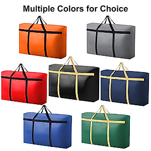 CIVJET 2 Pack Moving Bags Heavy Duty Extra Large with Strong Zippers, Storage Tote Bag for Space Saver for College Students, Moving Supplies/Boxes with Handles for Clothes, Storage Containers (Orange)