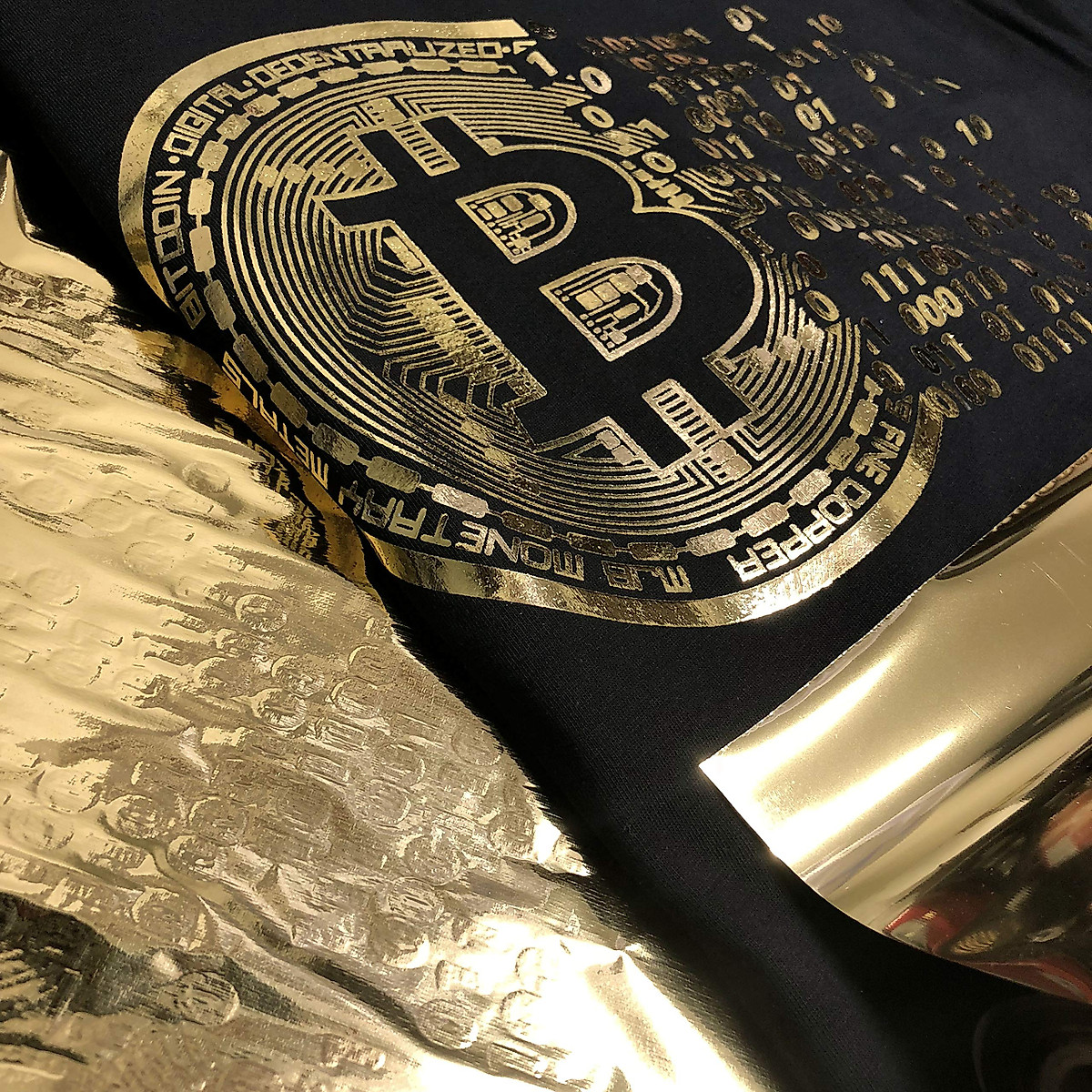 Golden Bitcoin T-Shirt for Crypto Currency Miners and Original Collectors Bitcoin Coin X-Large