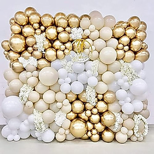 RUBFAC 96pcs Sand White Balloons Different Sizes 18 12 10 5 Inches for Garland Arch, Premium White Latex Balloons for Birthday Party Graduation Wedding Anniversary Baby Shower Party Decoration