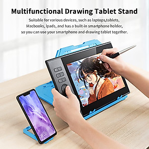 Frunsi Drawing Tablet Stand, Laptop Stand, Foldable Stand for Tablet Display, 9 Levels Adjustable Angles with a Built-in Phone Holder, for 12-17 inch Drawing Tablet, Smartphones