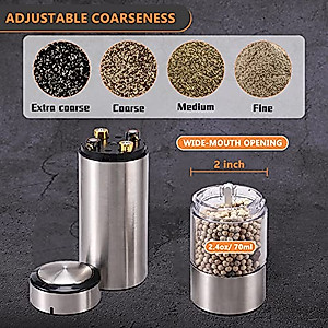 ImgResire Electric Salt and Pepper Grinder Battery Operated| Stainless Steel Auto Pepper Mill Grinder Refillable| One Hand Operation| LED Light| Adjustable Coarseness| 1 Pack