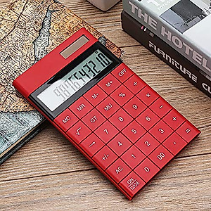 Z·Bling Calculator,Solar Power,12 Digits LCD Display,Modern Elegant Desk Accessory,Office Home Electronics,Business Present Ideas（White,Black,Red,Blue）