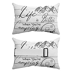 Recliner Head Pillow Ledge Loungers Chair Pillows with Insert Modern Mountain Retro Wood Grain Backdrop Lumbar Pillow with Adjustable Strap Outdoor Waterproof Patio Pillows for Beach Pool, 2 PCS