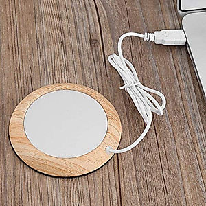 Cup Warmer, Wood Grain Cup Warmer Heat Beverage Mug Mat Office Tea Coffee Plate Tea Mug Heater Pad 5V USB Chargeable for Office Home Domitory