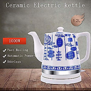Hokcus 2L Electric Ceramic Kettle Teapot-Retro Stainless Steel Jug,Bpa-Free,Automatic Power Off Fast Boiling 1000W Removable Base,Boil Dry Protection/Blue/Red