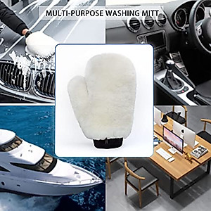 Gracefur Car Wash Mitt Real Sheepskin Wash Mitt Ultra-Soft Extra Large Size Scratch-Free Wash Mitt (Fingers, White)