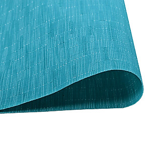 SHACOS Placemats Set of 6 Woven Vinyl Place Mats for Dining Table Wipe Clean Stain Resistant Table Mats (6, Teal Blue)