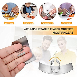 WOPIOYEN Finger Guards for Cutting Guards , 4 Pieces of Stainless Steel Finger Guards , Knife Guards for Cutting, Dicing and Slicing, Kitchen Tool Thumb Guards for Chopping