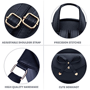 K.E.J. Mini Backpack for Women Bowknot Leather Backpack 3-PCS Cute Small Backpack Purse for Ladies
