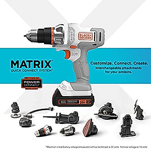 BLACK+DECKER 20V MAX Matrix Cordless Drill/Driver Kit, White (BDCDMT120WC1FF)