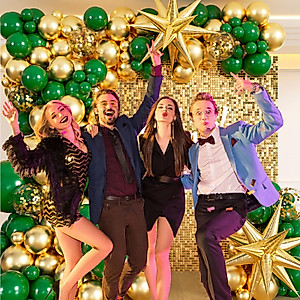 Green and Gold Balloon Arch Kit, Forest Dark Emerald Green Balloons Metallic Gold Balloons for Birthday Forest Theme Baby Shower Wedding Graduation Party Decorations