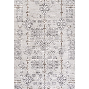 JONATHAN Y MOH302A-8 Bhalil Berber Diamond Geometric Indoor Farmhouse Area-Rug Bohemian Casual Easy-Cleaning Bedroom Kitchen Living Room Non Shedding, 8 X 10, Beige,Gray