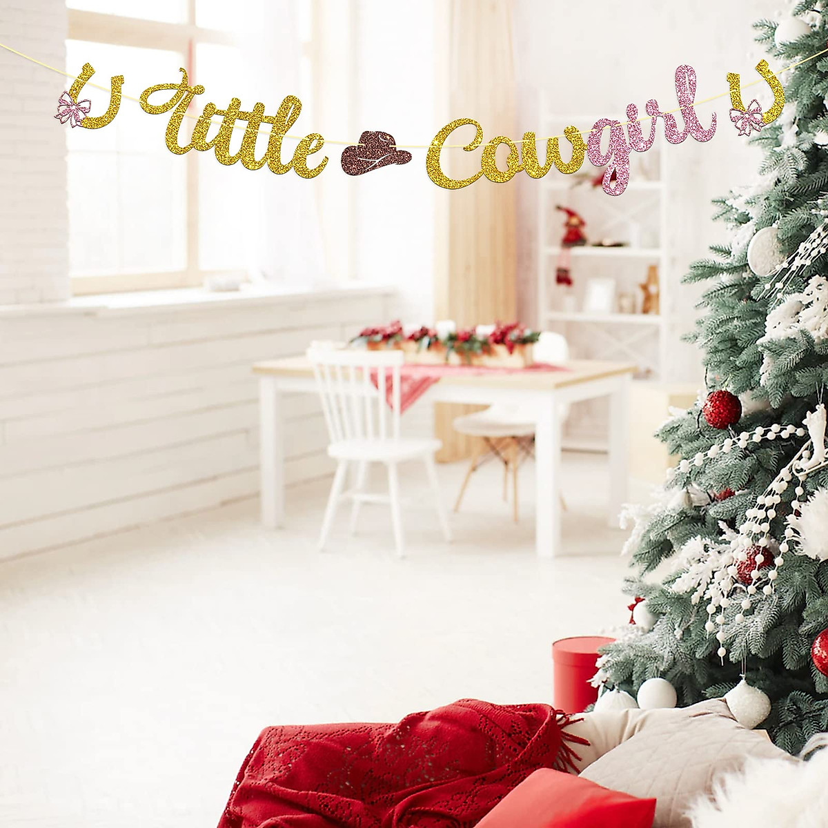 Little Cowgirl Banner - Western Cowboy One 1st Birthday Banner for Little Girl Gender Reveal Welcome Baby Girl Birthday Party Decorations