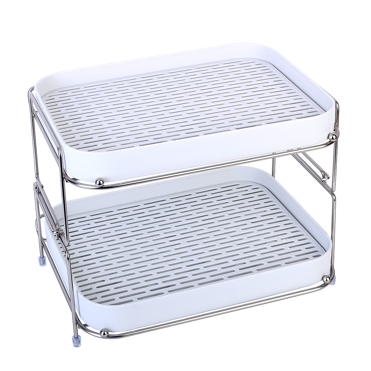 Zosenley 2-Tier Cups Mugs Drying Rack with Drain Tray , Kitchen Storage Organizer Shelf for Drinking Glass Bottle Bowls