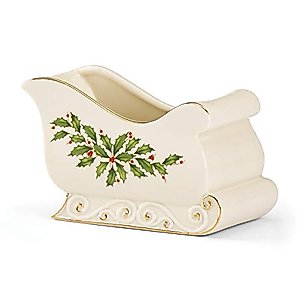 Lenox Holiday Sleigh Candy Dish, 1.40 LB, Red & Green