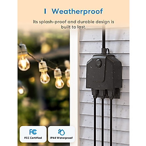 Outdoor Smart Plug, meross Outdoor Wi-Fi Outlet with 3 Independent Sockets Compatible with Apple Homekit, Alexa and SmartThings, Voice & Remote Control, Timer, 2.4 GHz only