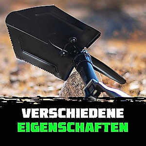 RHINO USA Folding Survival Shovel w/Pick - Heavy Duty Carbon Steel Military Style Entrenching Tool for Off Road, Camping, Gardening, Beach, Digging Dirt, Sand, Mud & Snow.