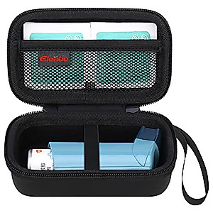 Elonbo Asthma Inhaler Carrying Case, Ventolin Inhaler Travel Organize Holder Bag, Mesh Pocket Fits Asthma Mediction, Black (CASE ONLY! Inhaler Medicine Not Included)