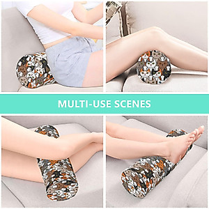 Vnurnrn Cartoon Cats Neck Support Pillow Round Neck Roll Bolster Cylinder Pillow Cervical Pillows Travel Pillow for Leg Knee Back Head Support for Bedroom Camp Work Women Men