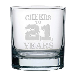 Veracco Cheers To 21 Years Twenty First Birthday Gifts Whiskey Glass Funny For Someone Who Loves Drinking Bachelor Party Favors (Clear, Glass)