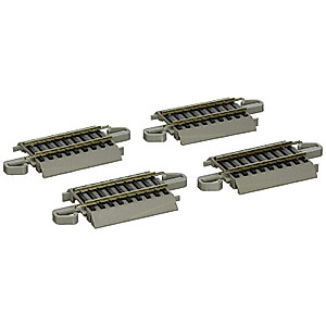 Bachmann Trains - Snap-Fit E-Z TRACK 4.50” STRAIGHT TRACK (4/card) - NICKEL SILVER Rail With Gray Roadbed - HO Scale