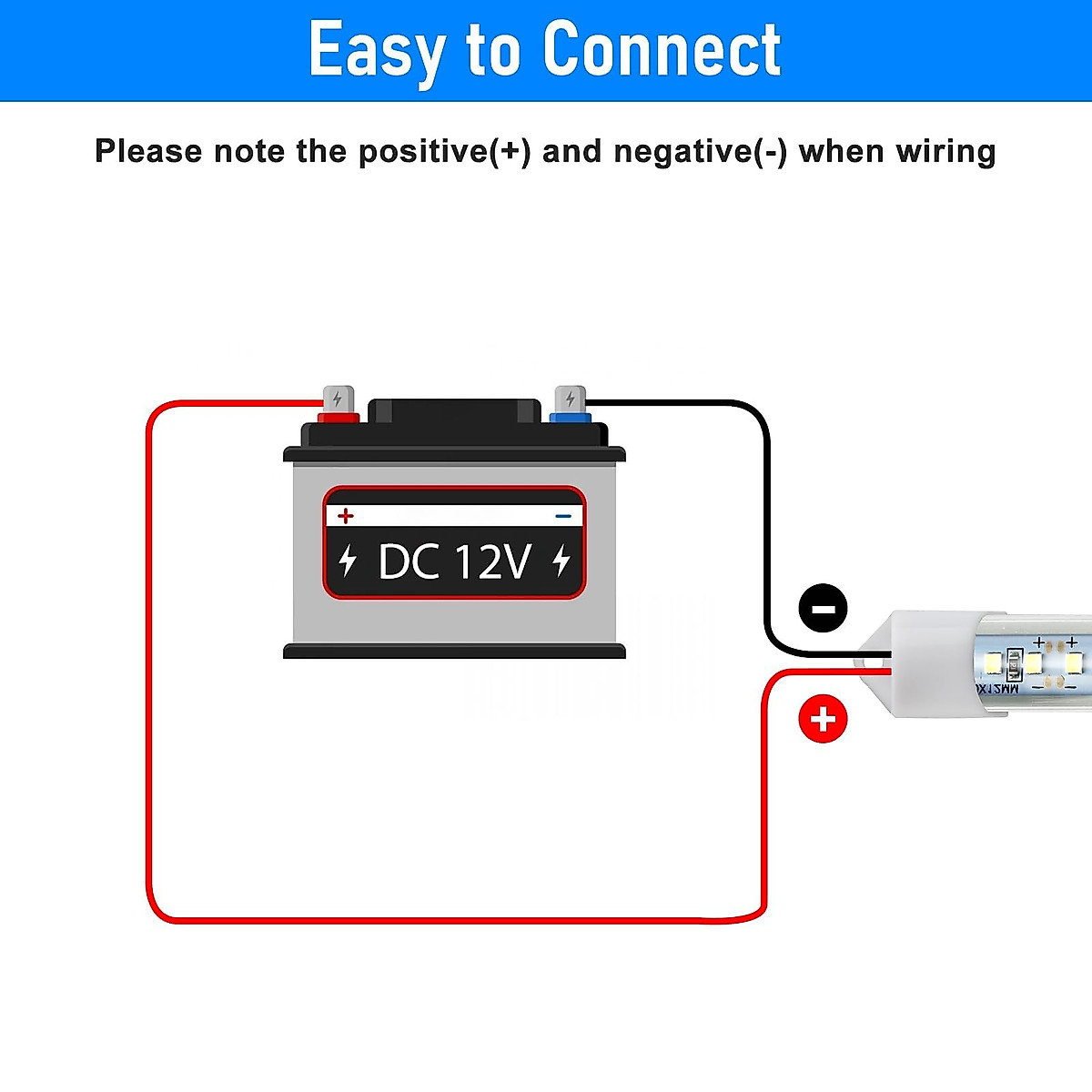 Linkstyle 4PCS 12V LED Interior Light Bar, 192LEDs 12V LED Light Strip with Switch, 6500K Slim Car Interior Lights for Car Truck RV Boat Cabinet