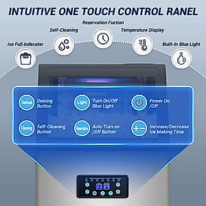 Commercial Ice Maker Machine 120LBS/24H with 30LBS Storage Bin, 15" Wide Undercounter/Freestanding Ice Maker Machine for Home Bar Outdoor, 40PCS Ice Cubes Ice Machine, Self Cleaning