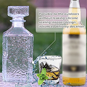 Bunhut Whiskey Decanter with Airtight Geometric Stopper,32oz Liquor Decanter,Glass Decanter,Diaphanous Liquor Bottle,Decanter with Airtight Lid for Whiskey,Vodka,Bourbon,Scotch,Brandy,Wine