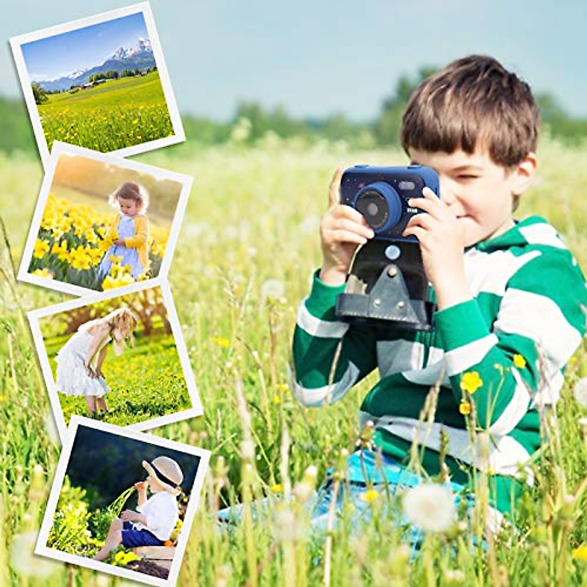 wendeekun Kids Camera,Kids Selfie Camera,3.5in HD Eye Protection Screen MP3 Player Photography Toy Birthday Gift for Children(Navy Blue)