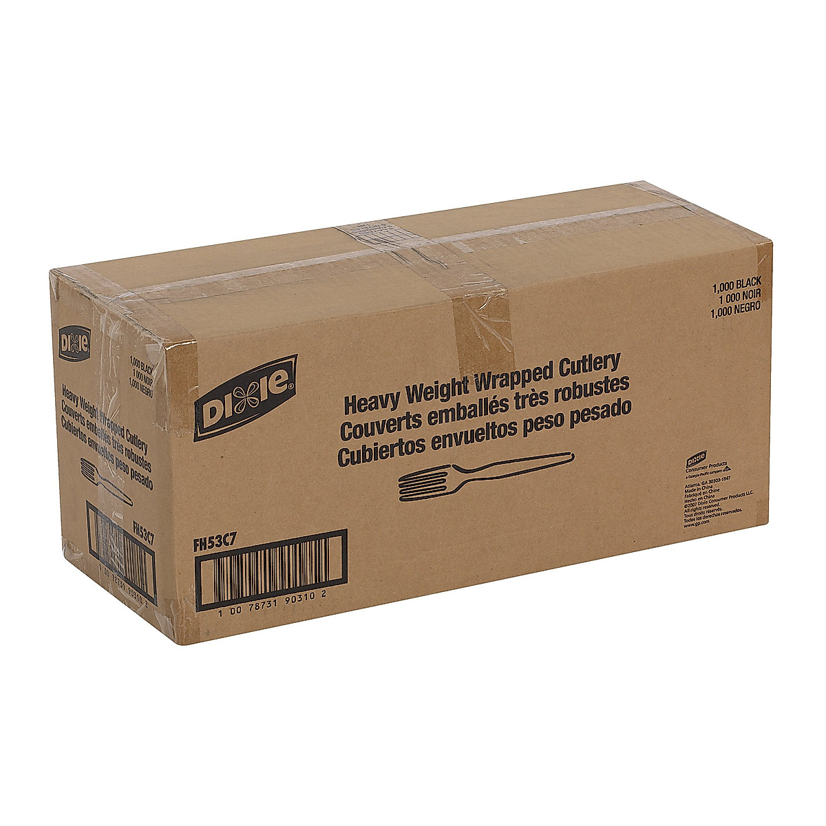 Dixie Individually Wrapped7.13" Heavy-Weight Polystyrene Plastic Fork by GP PRO (Georgia-Pacific), Black, FH53C7, (Case of 1,000)