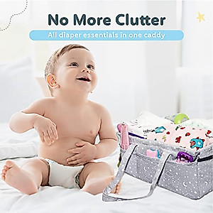 Large Baby Diaper Caddy Organizer with Nappy Changing Pad – Baby Caddy Diaper Organizer for Changing Table, Car Storage Diaper Holder – Baby Organizer Basket for Nursery Shower Gift Bag for Boy & Girl