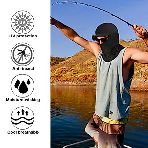 Cosmos Sun Protection Cooling Balaclava with Brim, Lightweight Breathable Sun Hood for Cycling, Fishing and Gardening (Black)